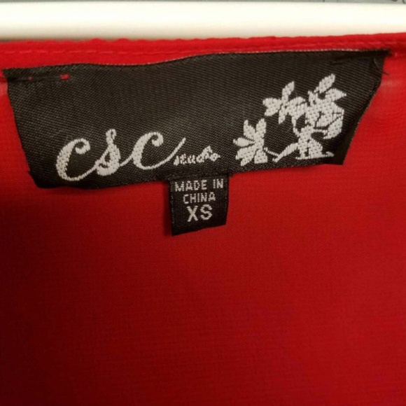 Csc Studio | Tops | Csc Studio Red Sheer High Low Tunic Blouse | Poshmark